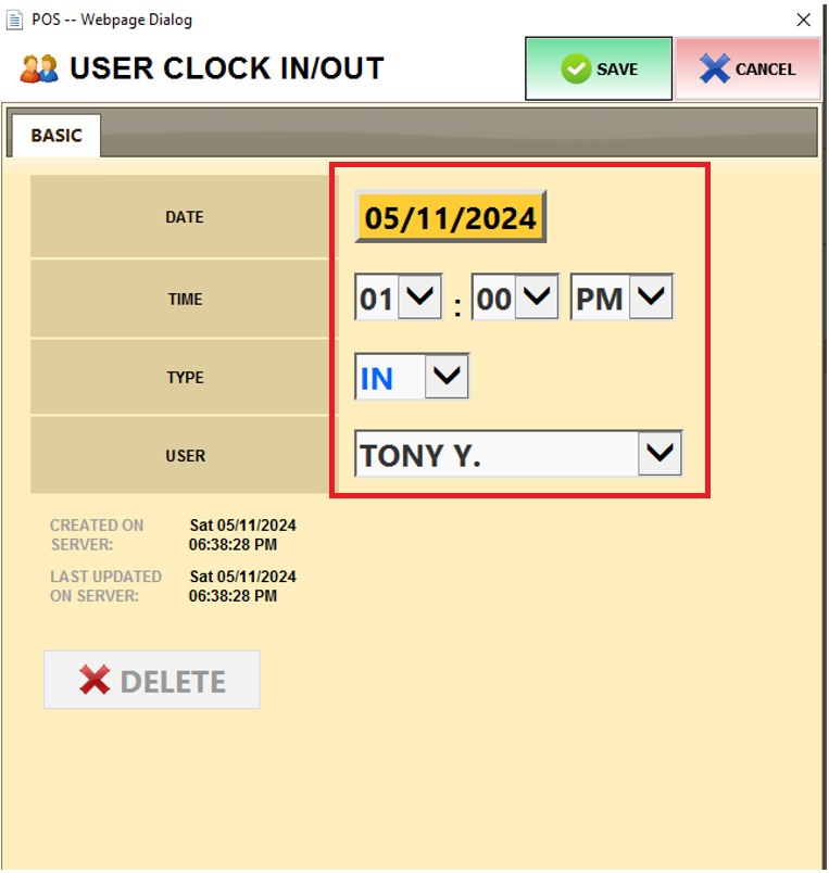 Employee Time Clock management | VelaPOS KB
